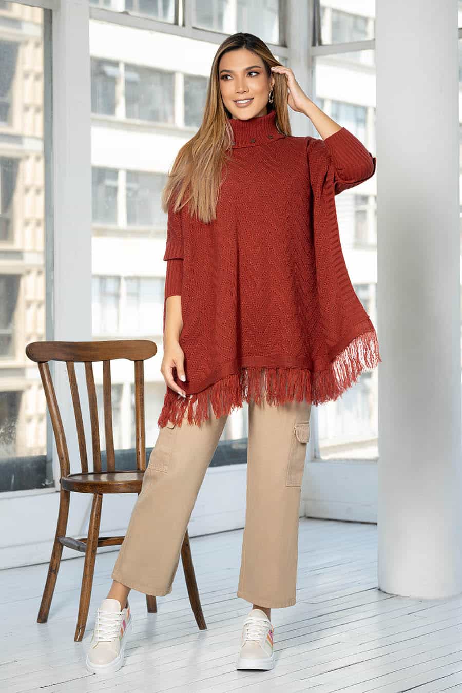 Ruana Flecos Elegante Mujer - Ropa Mujer Bonita.com - Colombia